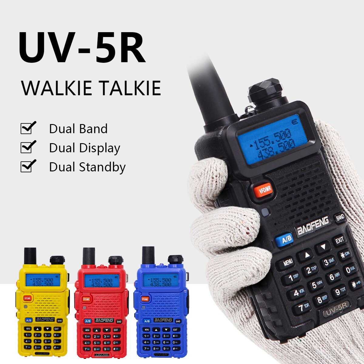 Baofeng UV-5R WalkieTalkie VHF UHF Dual Band Two Way Radio Portable Transceiver With Earpiece ...