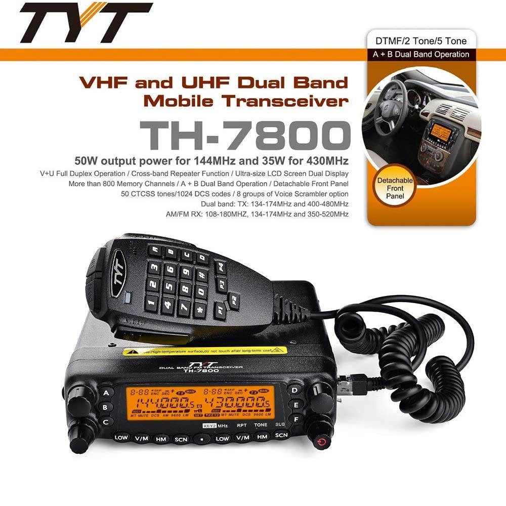 TYT TH-7800 UHF VHF Dual Band Mobile Radio Base Station Walkie Talkie