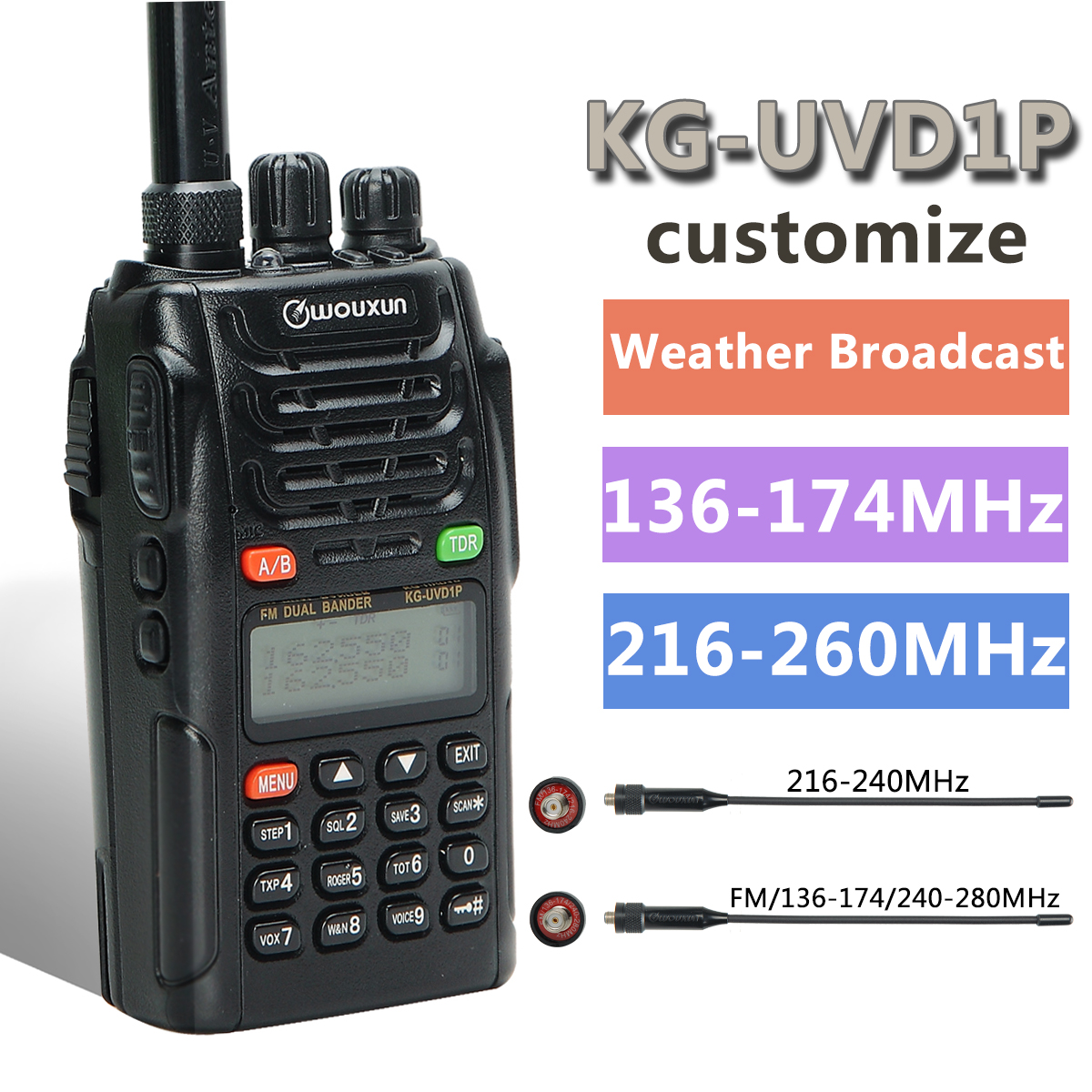 Wouxun KG-UVD1P Upgraded Radio 136-174MHz 216-260MHz IP55 Waterproof ...