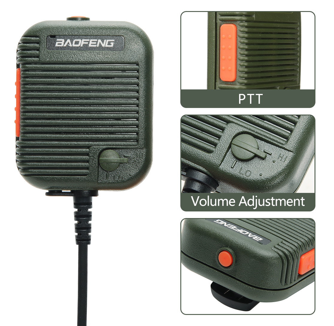2pcs Baofeng AR-152 Radio Tactical Remote Speaker Mic Volume Adjustable ...