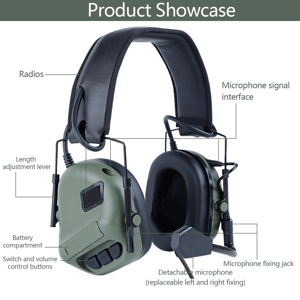 Noise Reduction Tactical Headset for Military Walkie Talkie Outdoot ...