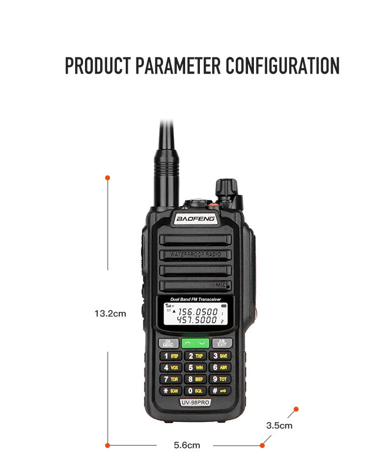 BaoFeng UV-98 PRO High Power Two Way Radio VHF UHF Waterproof Walkie Talkie - Top Two-Way Radio