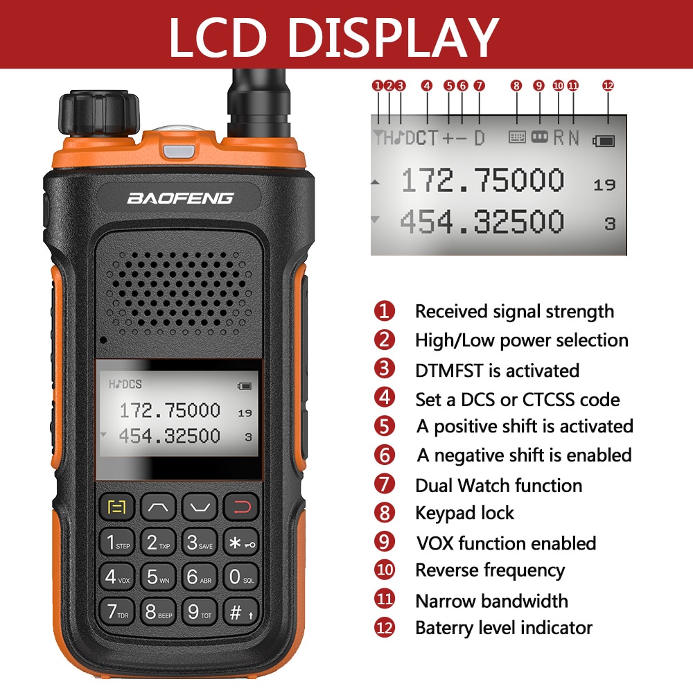 Baofeng UV-10R Walkie Talkie 10W High Power Ham Radios Dual Band UHF VHF Radios Transmitter type ...