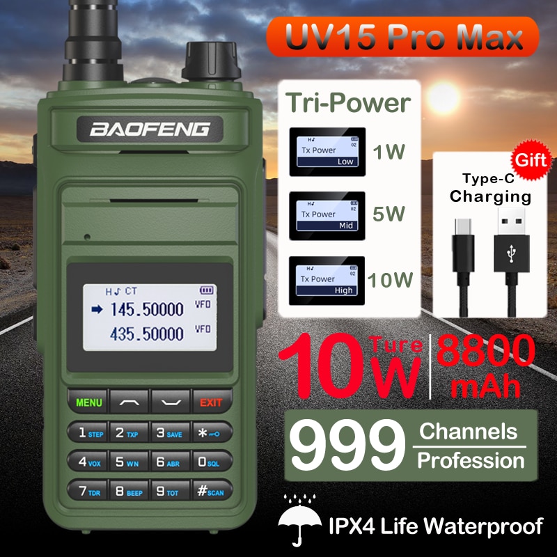 Baofeng UV15 Pro Max True 10W Long Range Walkie Talkie FM Transceiver ...