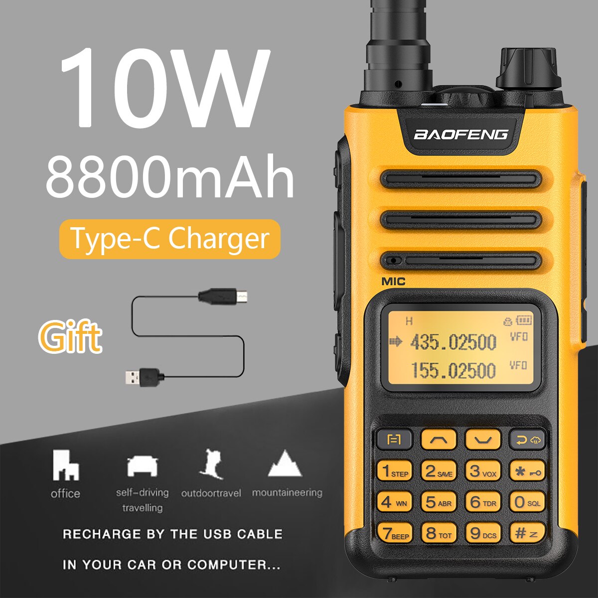 Baofeng UV-13 PRO Walkie Talkie 10W High Power 999 Ch Dual Band UHF VHF ...