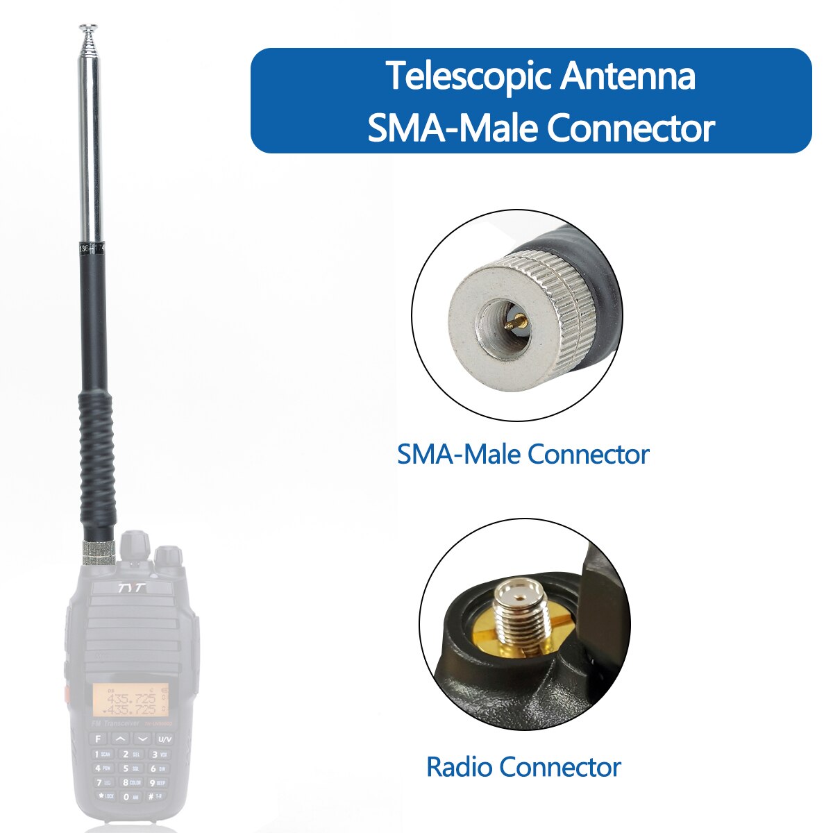 23cm/130cm SMA-Male VHF 136-174MHz Telescopic Antenna for Yaesu VX-6R TYT TH-UV8000D MD-380 ...